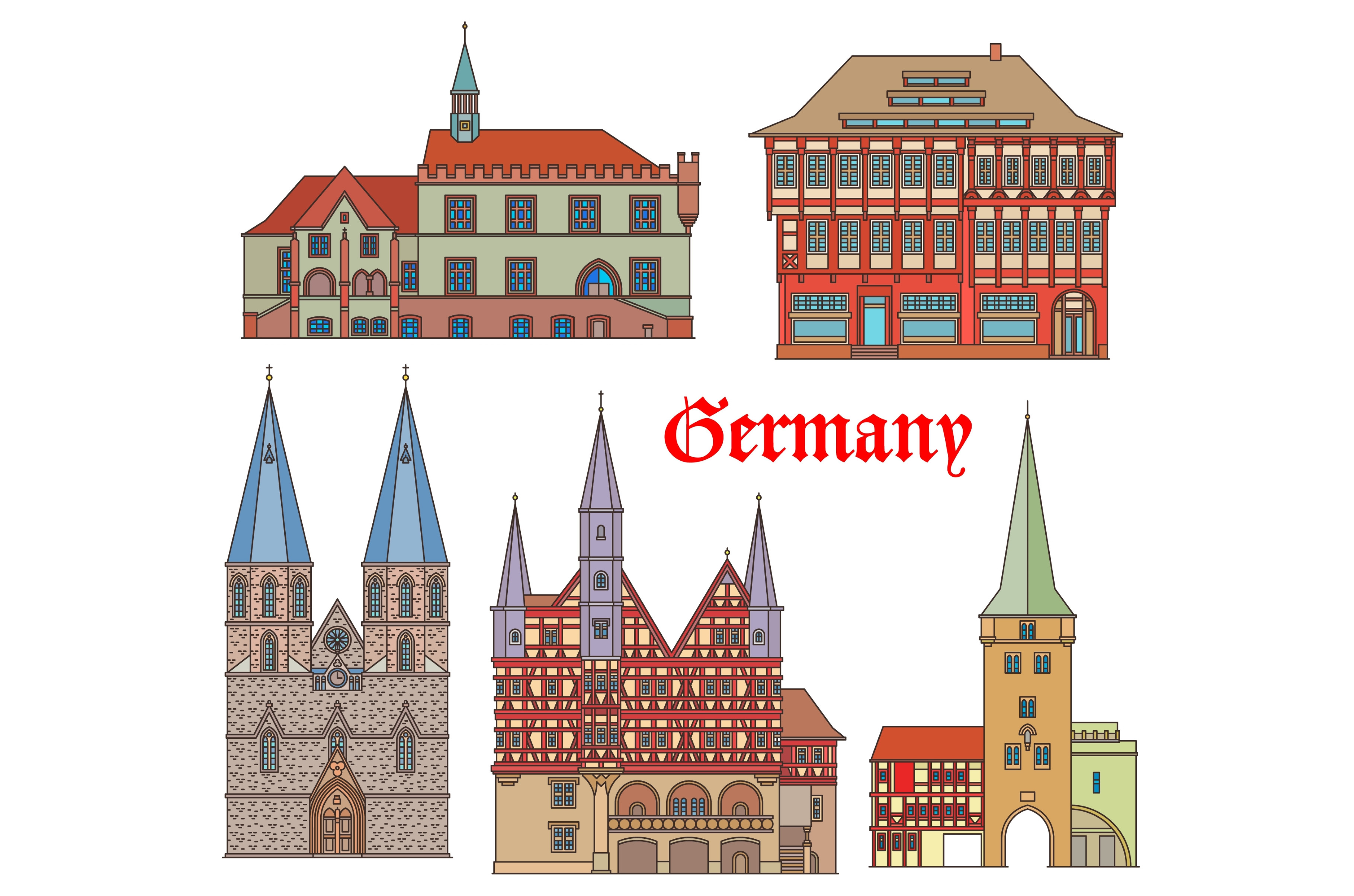 Germany landmark buildings | Illustrations ~ Creative Market
