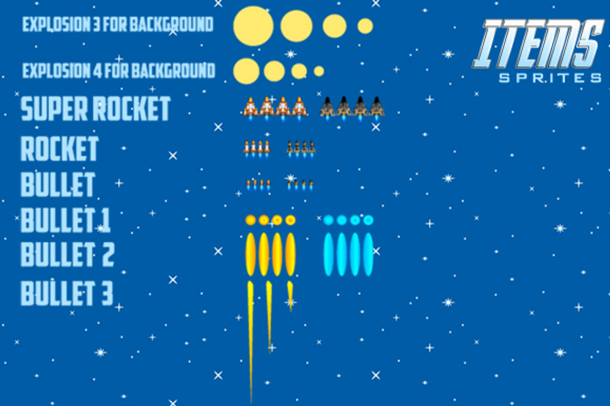 Spaceship 1 Sprites, an Illustration by erkoudesign