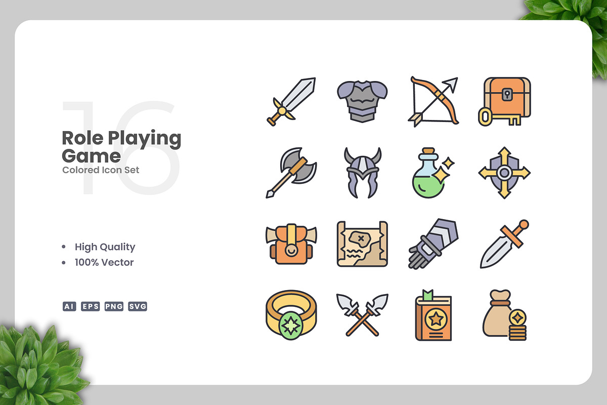 Role Playing Game Colored Icons