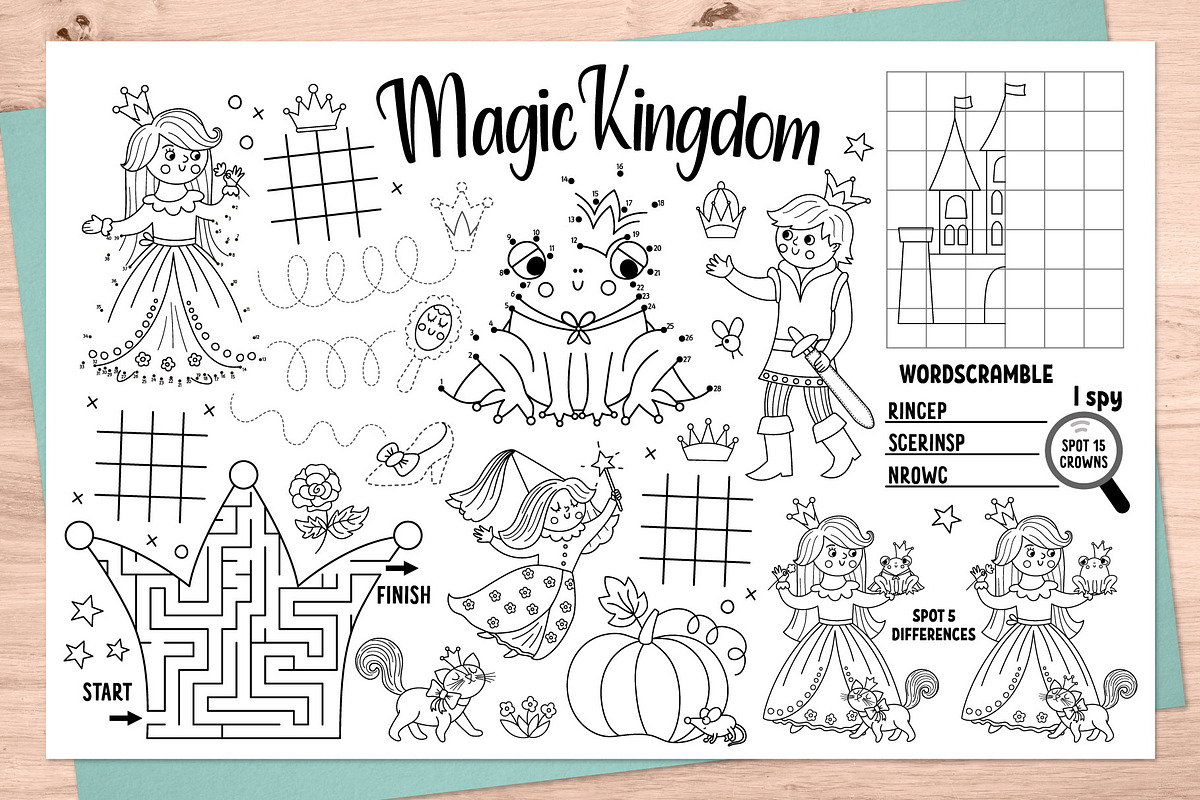 Magic Kingdom activity mats, an Education Illustration by Lexi Claus