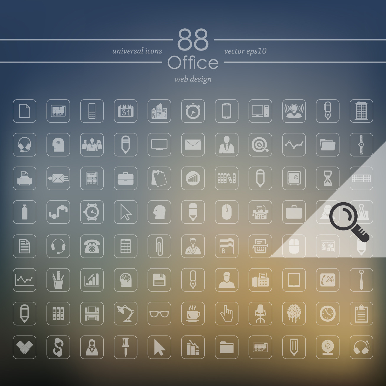 88 OFFICE icons, a Templates & Theme by Palau