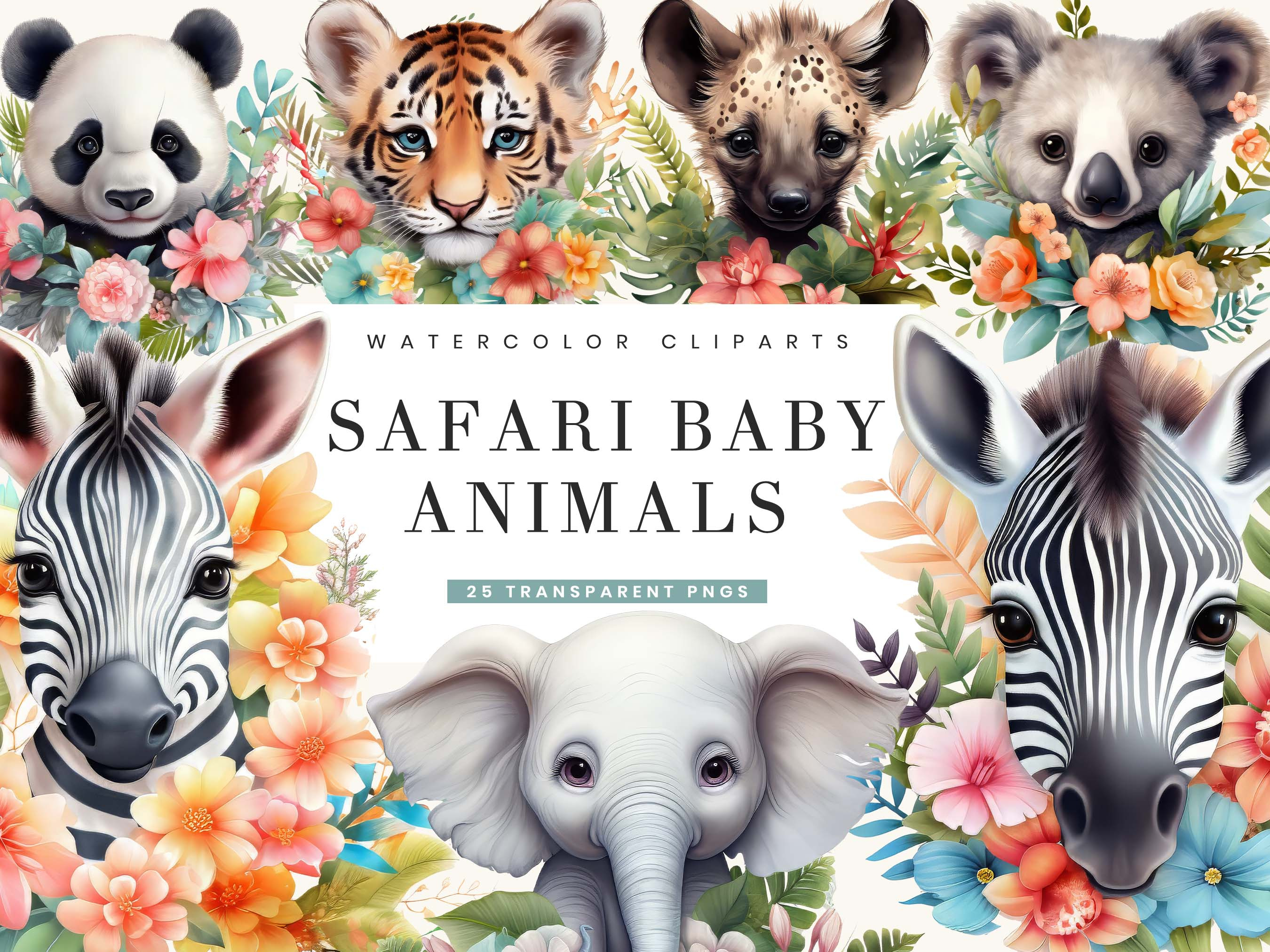 Safari Baby Animals Clipart Bundle, an Animal Illustration by ...