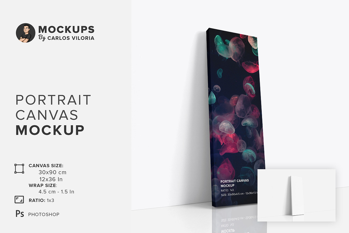 Portrait Canvas Ratio 1x3 Mockup, a Print Template by Mockups by Carlos ...