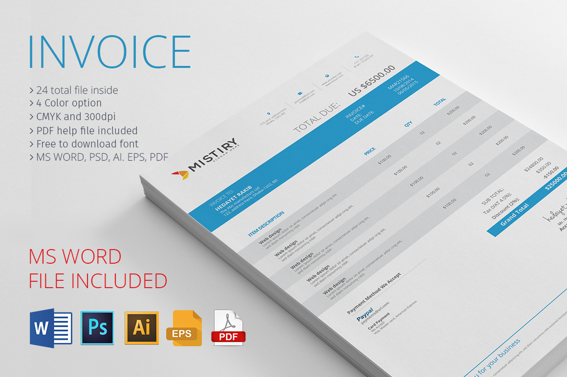 Invoice With MS Word, a Stationery Template by Rongmistiry