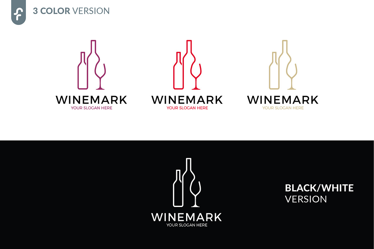 Wine Mark Logo, a Branding & Logo Template by ft.studio