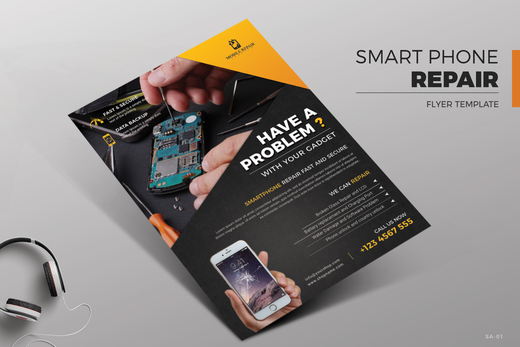 Smartphone Repair Flyer, a Flyer Template by ThemeDevisers