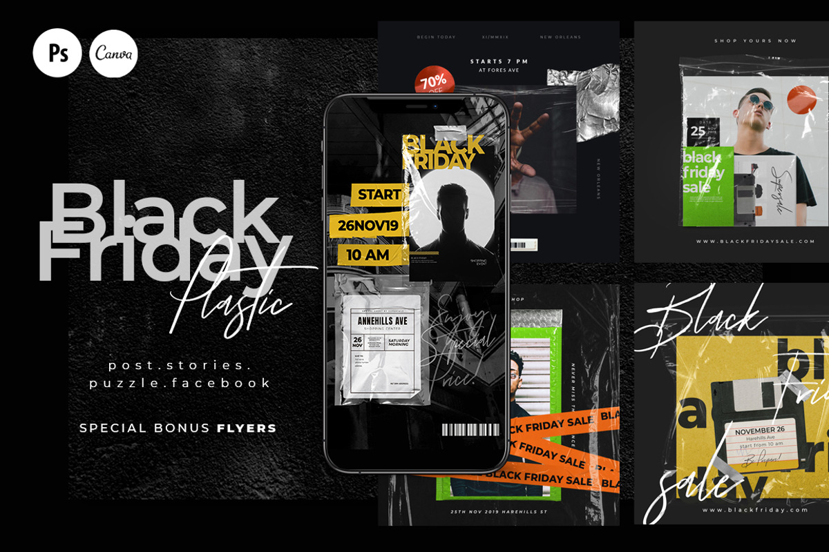 BUNDLE Black Friday Promotional Pack, a Social Media Template by Eviory