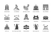 World Landmarks Outline Icons