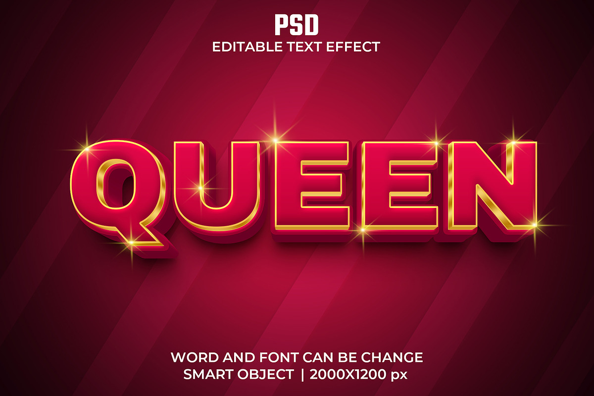 Queen 3d Editable Psd Text Effect, a Layer Style Add-On by bdrobin ...
