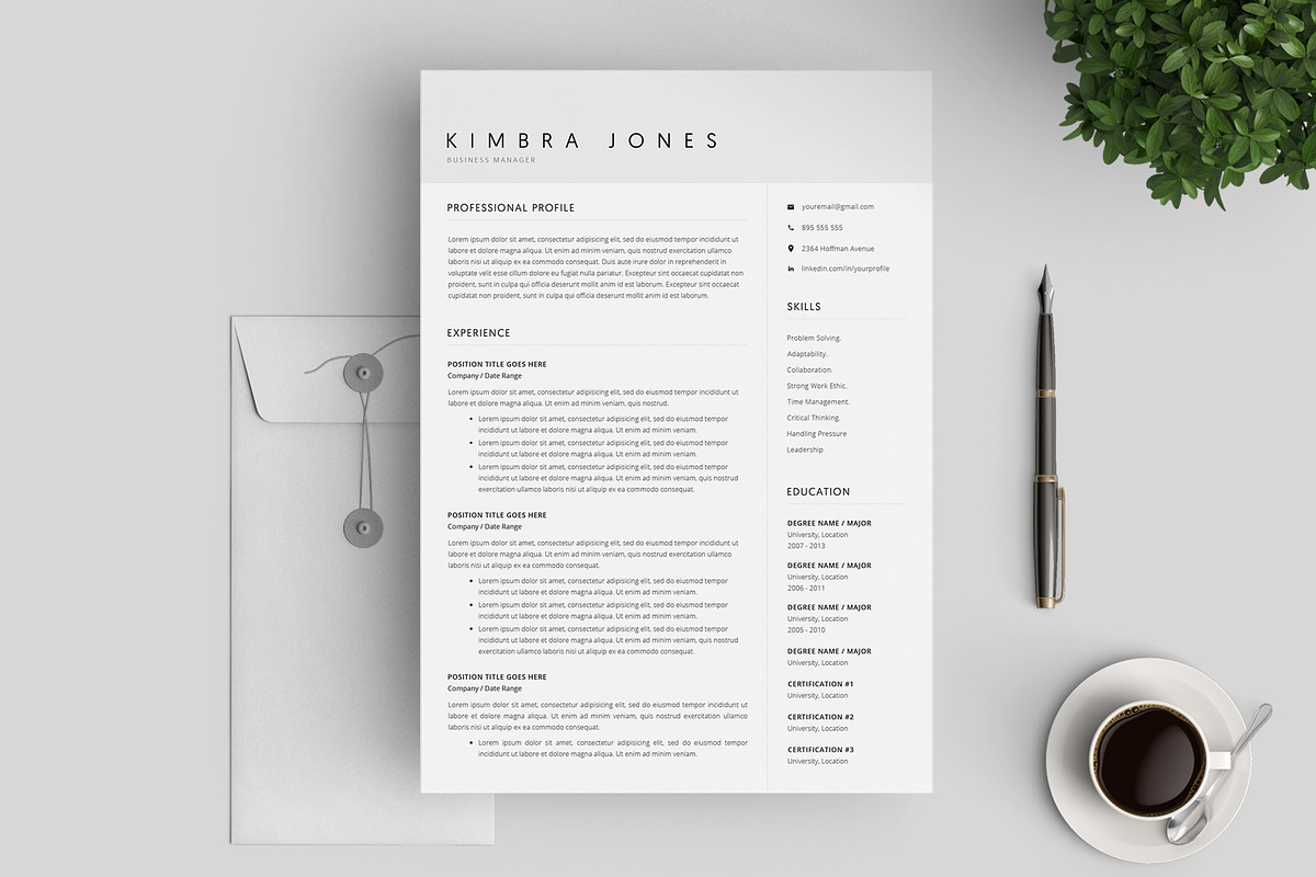 Resume Template / 4 Pages CV, a Resume Template by SalientResume
