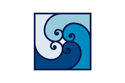 Wave logo. Vector round aqua swirl, a Work Illustration by COLORFUL