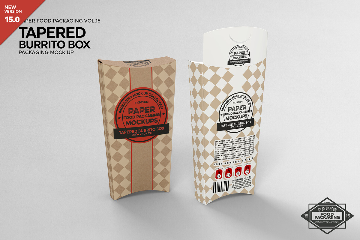 Tapered Burrito Box Packaging Mockup, a Packaging Mockup by INCDesign