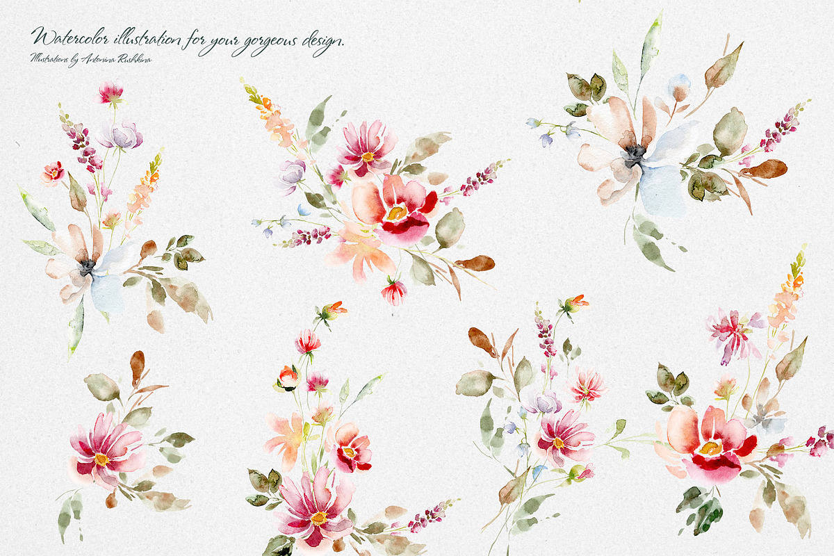 watercolor spring flowers