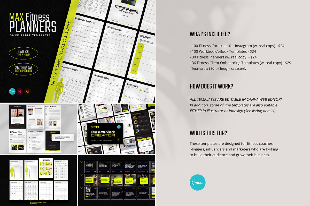 MAX Fitness Template Bundle (4-in-1), a Templates & Theme by AndrewPixel