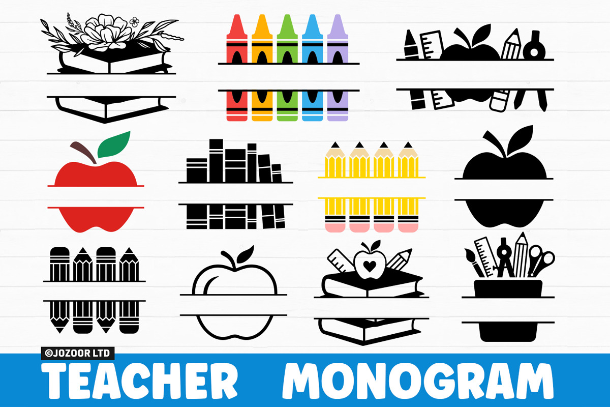 Teacher School Monogram SVG Bundle, an Education Illustration by Jozoor