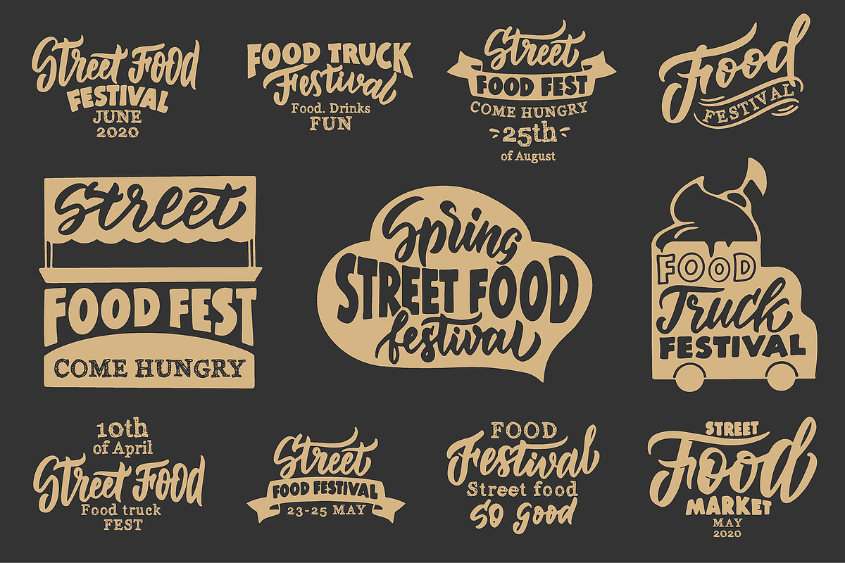 Street food festival. Set of logos, a Branding & Logo Template by ...