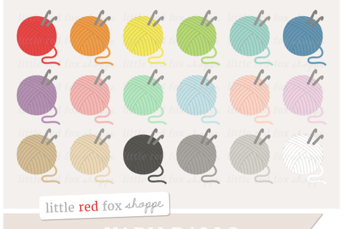 Yarn Ball Clipart, an Illustration by Little Red Fox Shoppe