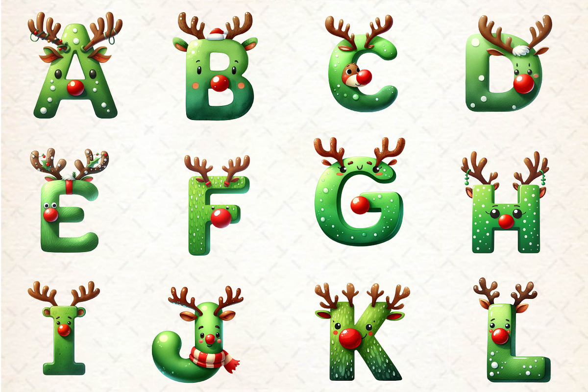 Christmas Reindeer Alphabet Sublimat, an Illustration by CreationArt