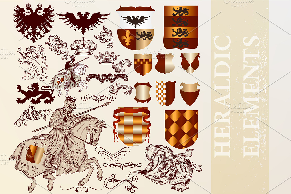 Bundle of vintage heraldic elements, an Object Graphic by FleurArt