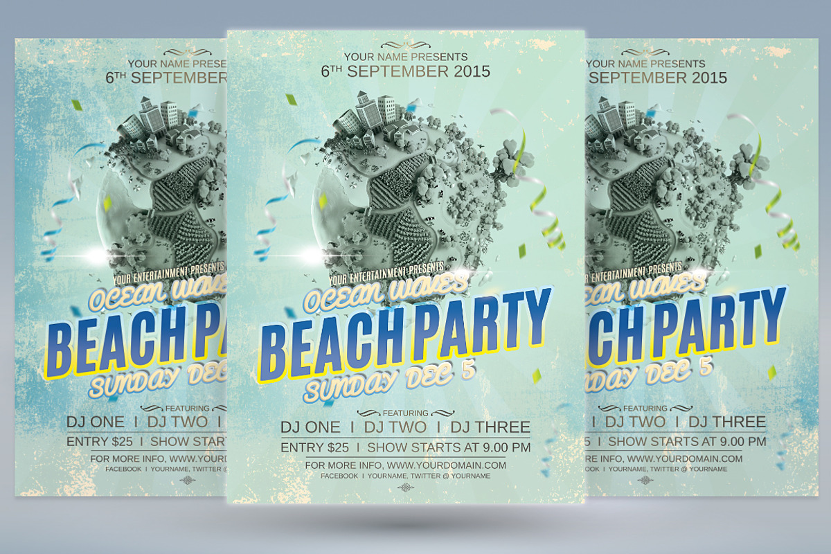 Beach Party Flyer, a Flyer Template by tmcom | Creative Market
