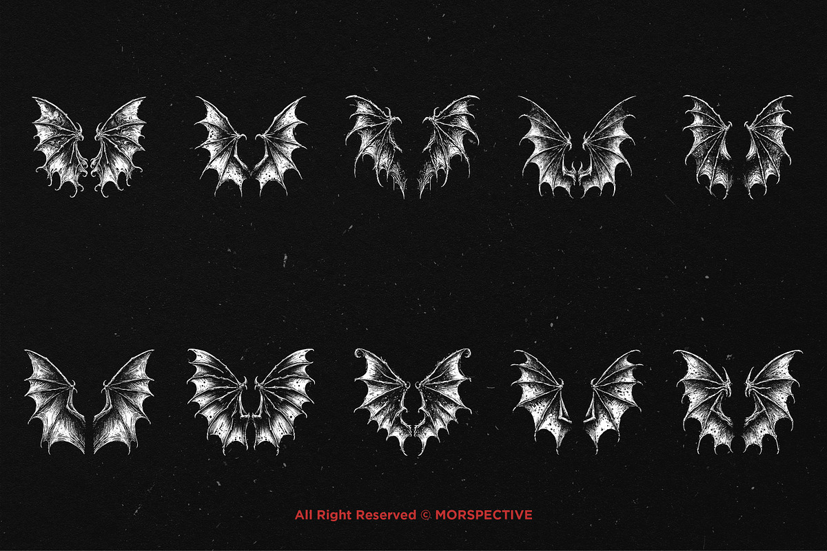 10 Bundle Dark Art Bat Wings Demon, an Illustration by Morspective