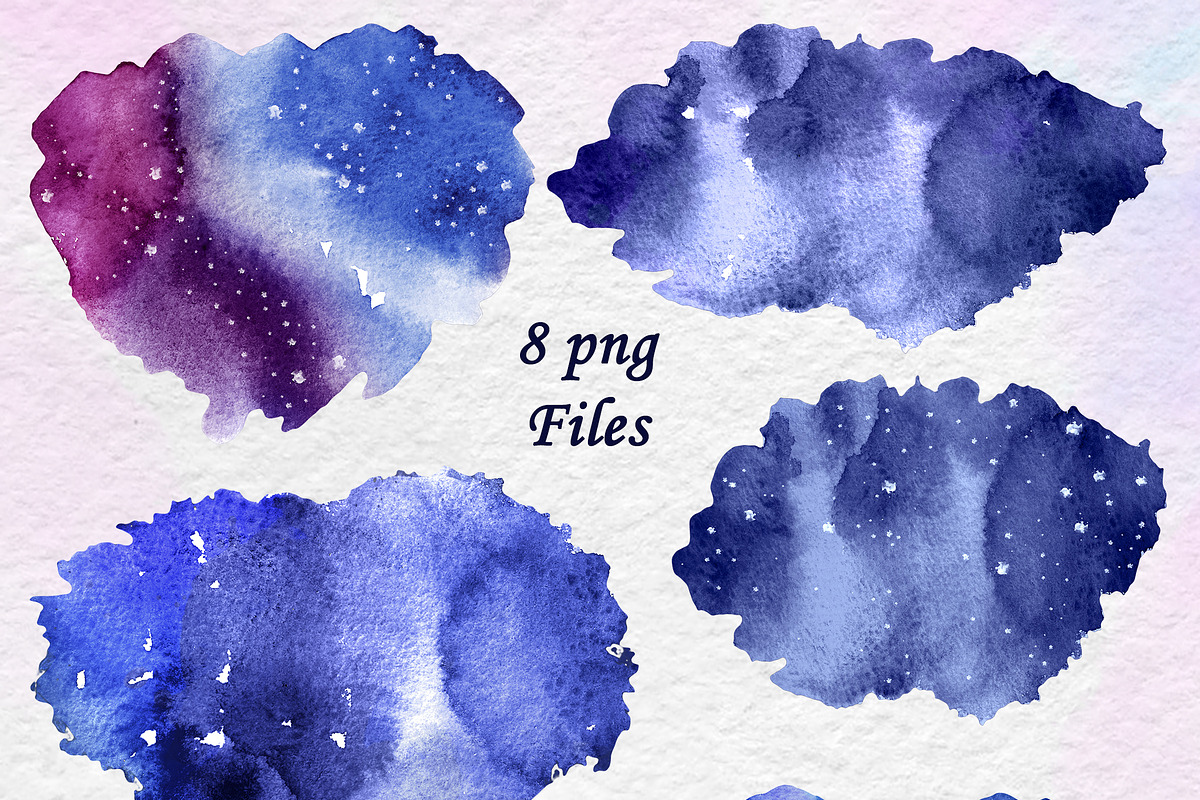 Watercolor galaxy splashes clipart, an Illustration by ...