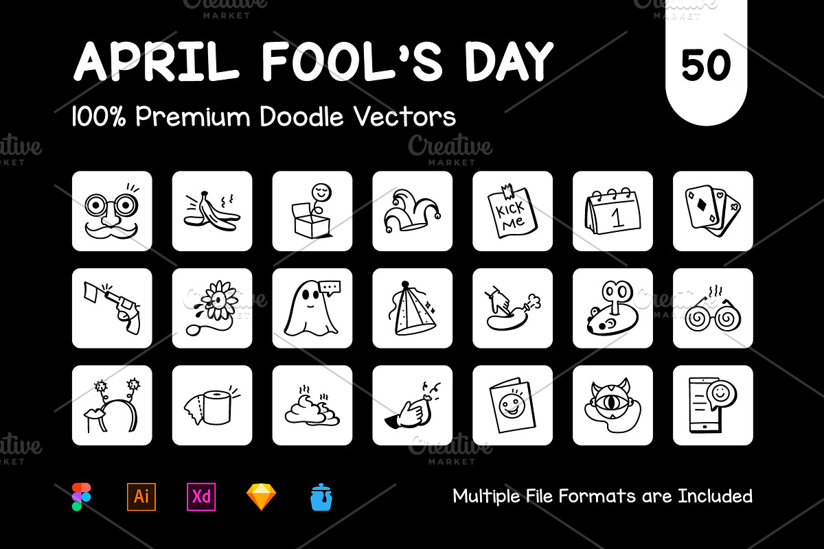 50 Doodle April Fool’s Day Icons