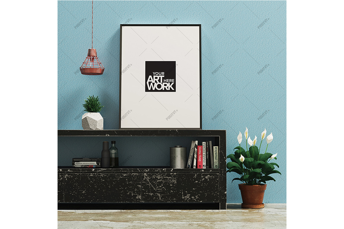 Poster Mockup Modern Retro Portrait, a Print Template by positvtplus