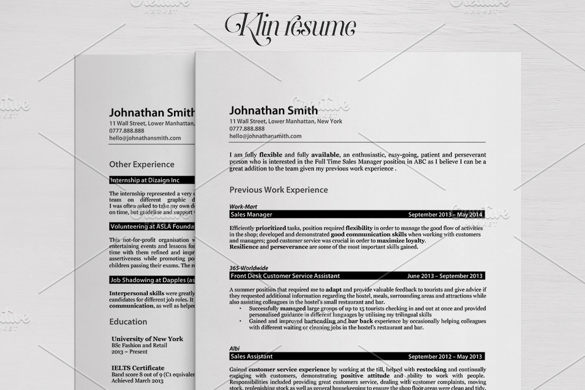 Klin • Professional realistic resume, a Resume Template by Dragoș Neagu ...