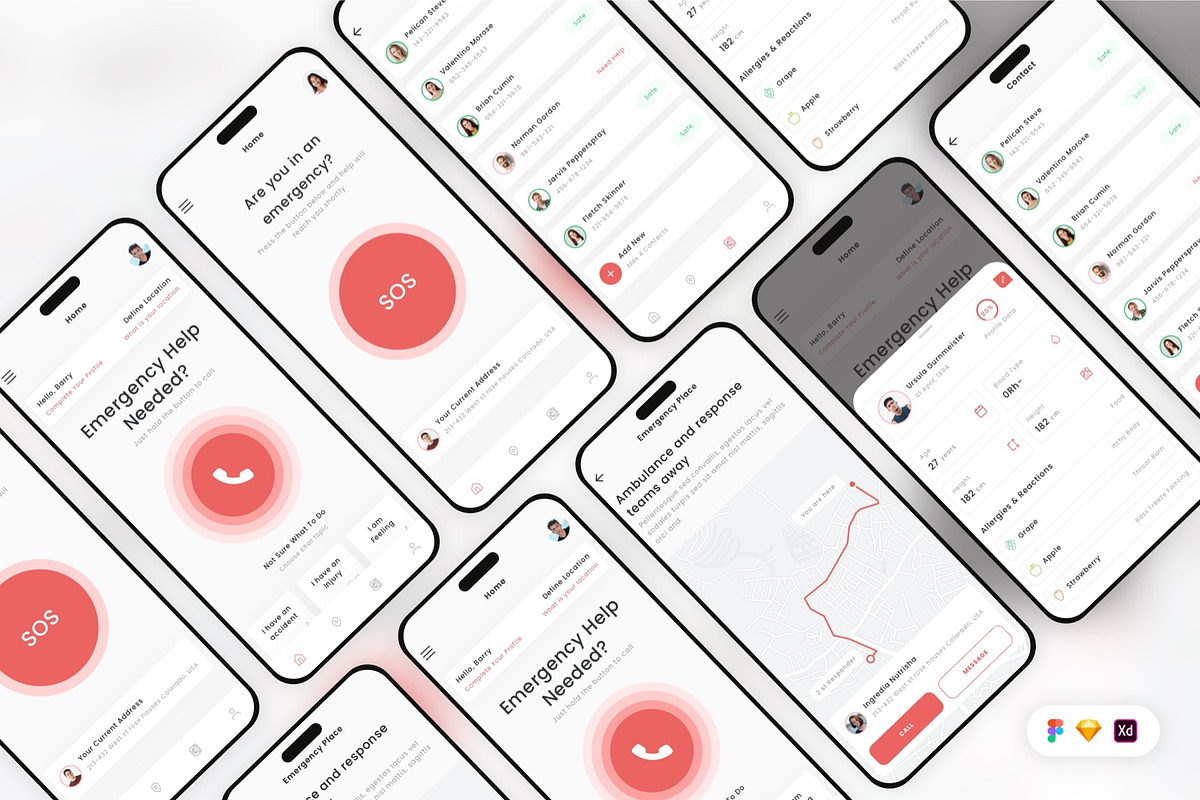 Emergency & SOS Call App UI Kit, an UI Kit Template by Betush