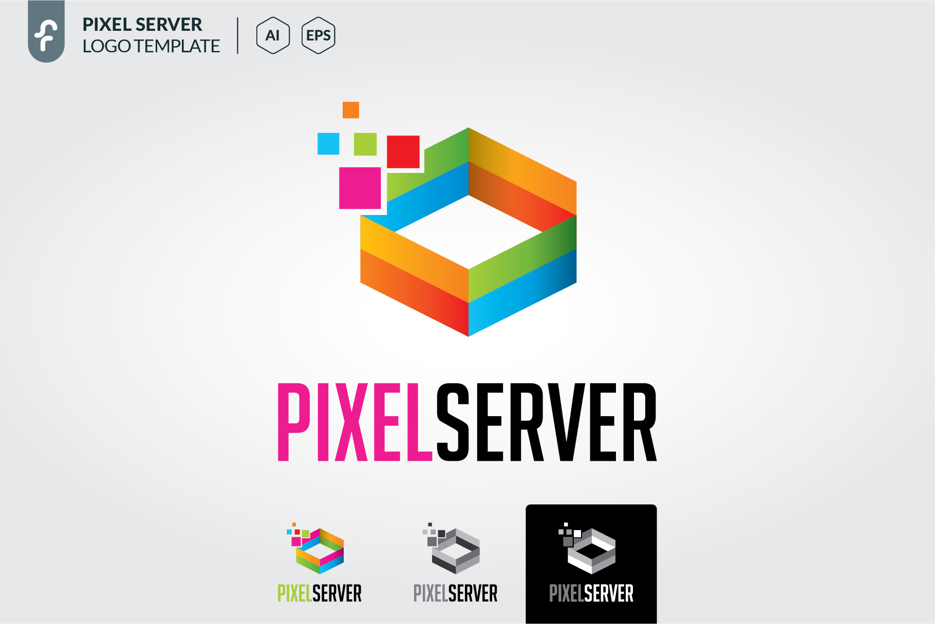 Pixel server logo template, a Branding & Logo Template by ft.studio ...