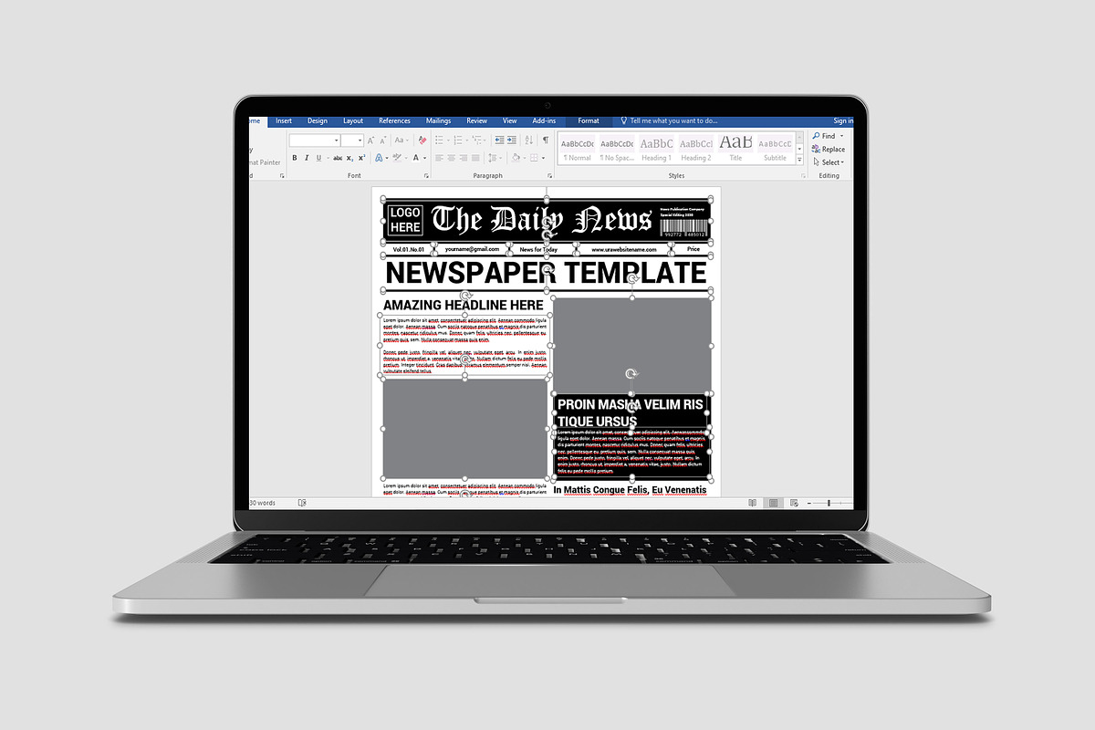 One Page Newspaper Template, a Stationery Template by Ultimate Template ...