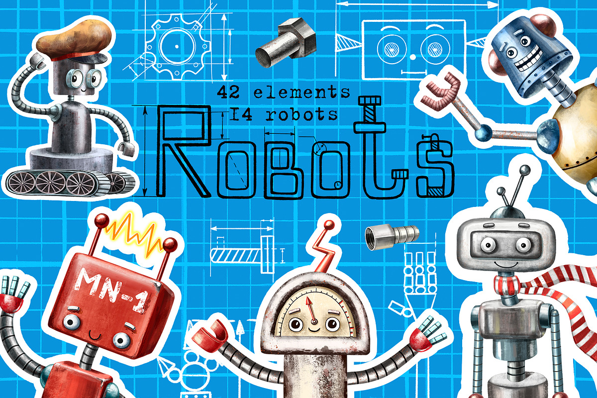 Robots - Clip Art Set, a Technology Illustration by Mashamashastu ...
