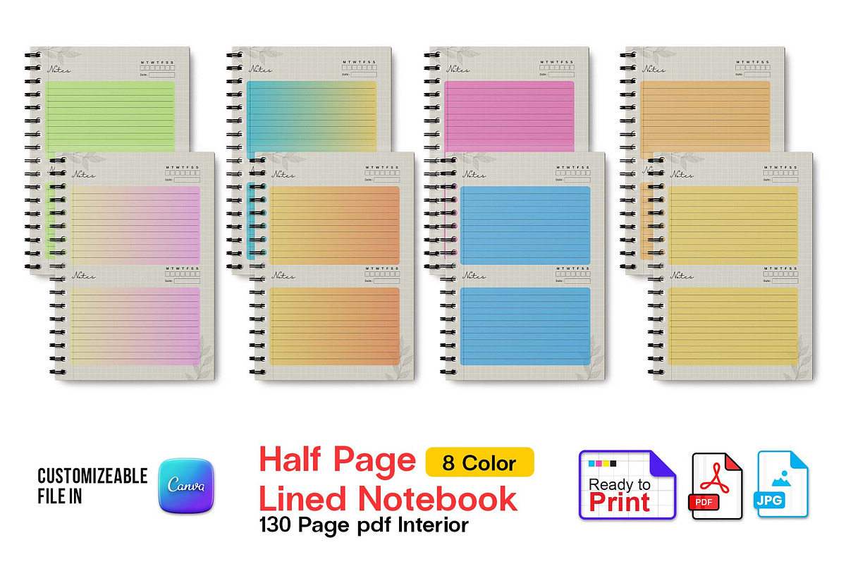 Printable Half Page Lined Note Pages