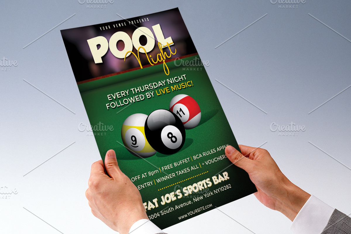 Pool Night Flyer Template, a Flyer Template by FlyerPig
