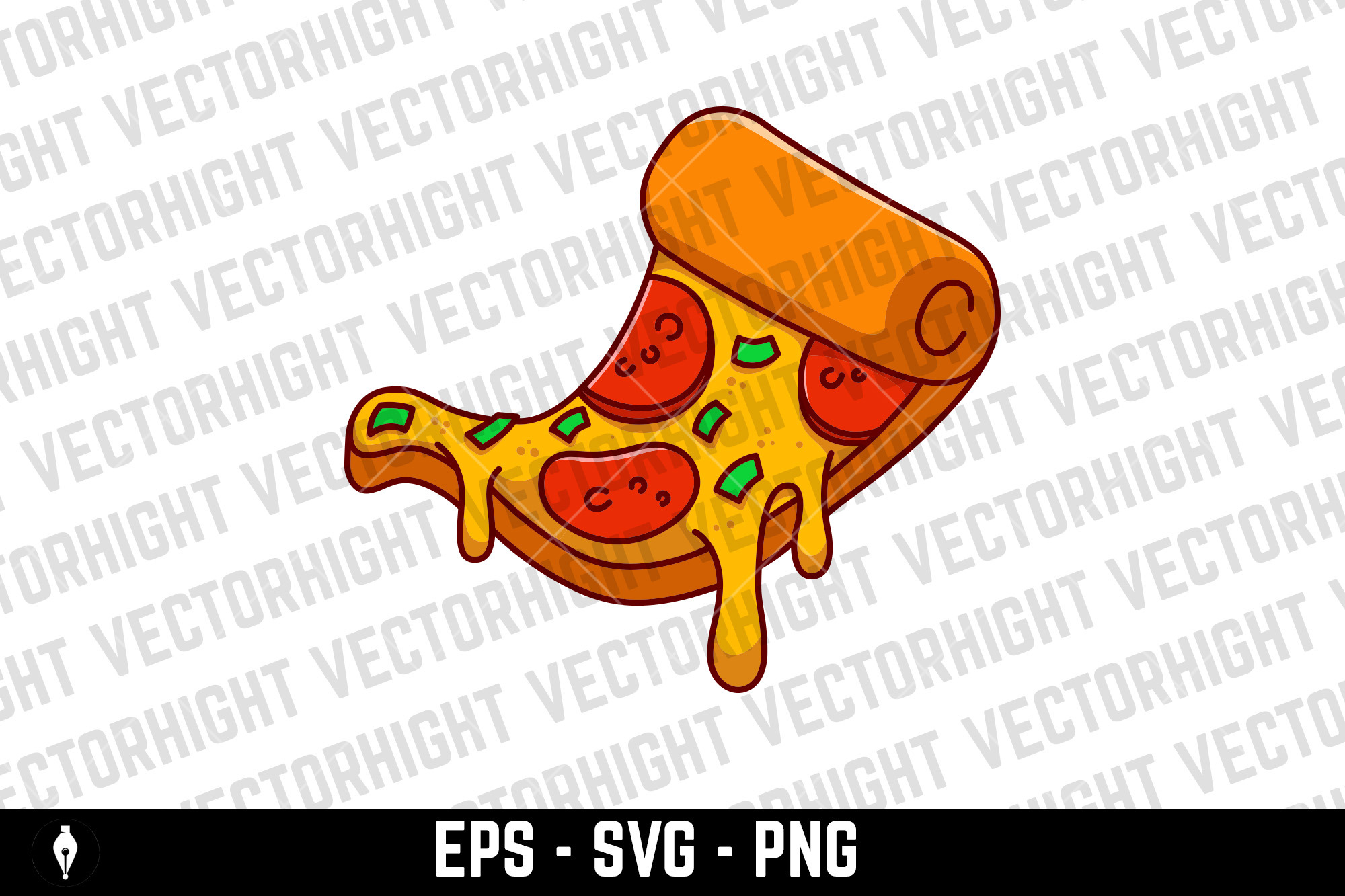 Pizza slice. Cartoon pizza svg, a Food Illustration by Vectorhight
