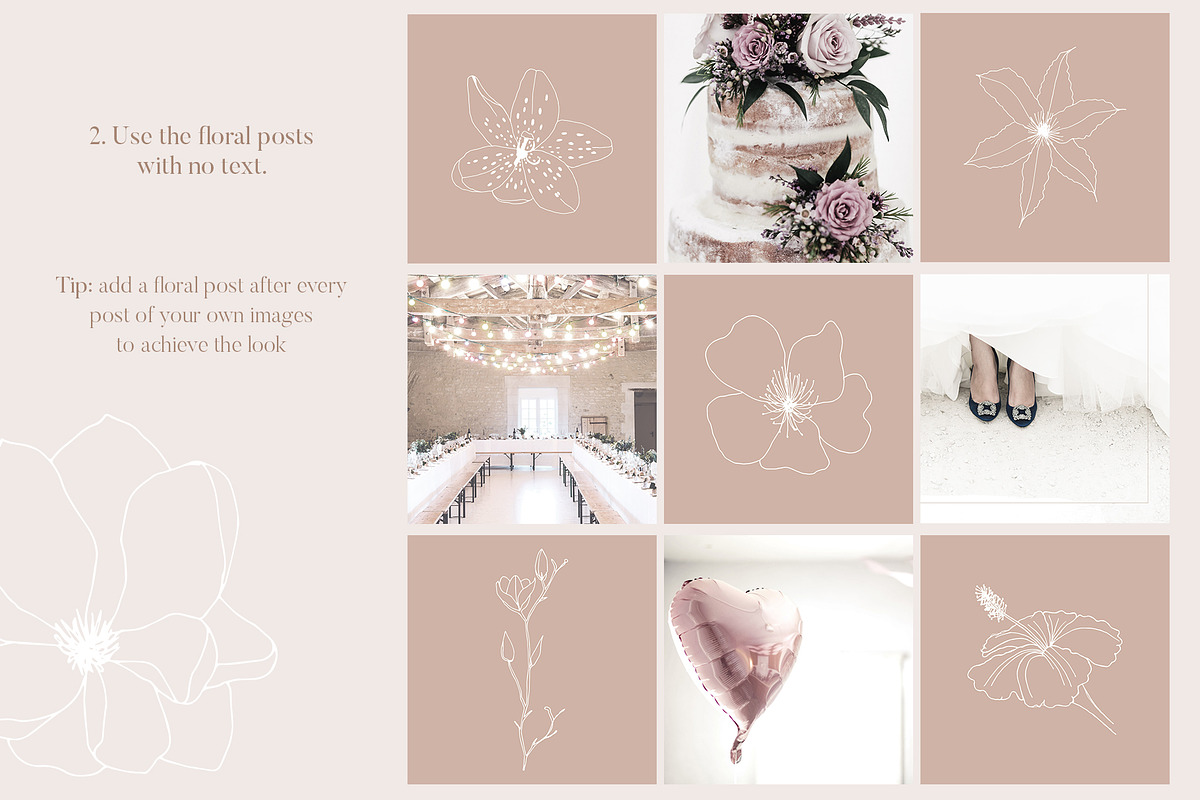 Instagram Floral grid filler Posts, a Social Media Template by ...