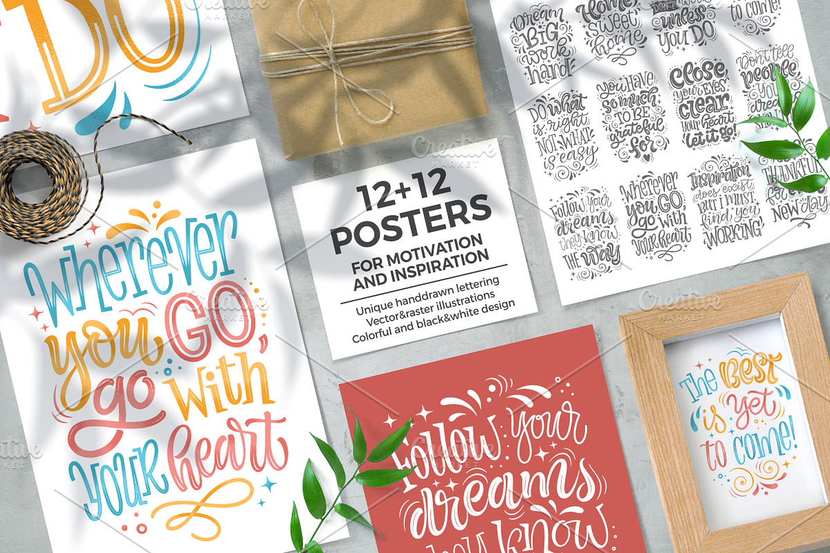 MOTIVATIONAL SET / 12+12 posters, a Decorative Illustration by bariskina