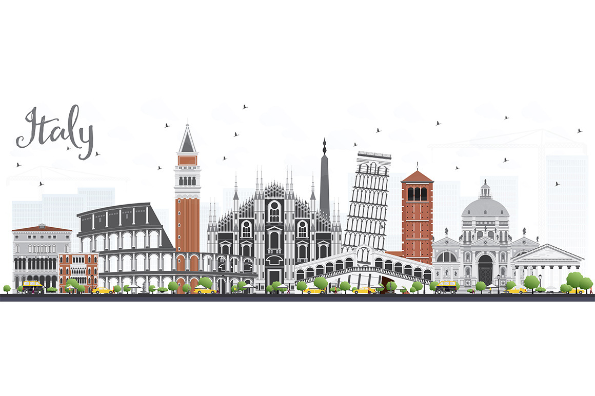 Italy Skyline with Landmarks | People Illustrations ~ Creative Market