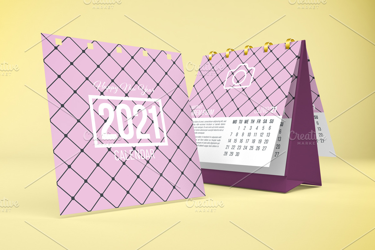Square Calendar Mockup, a Print Template by Qaleb Studio | Creative Market