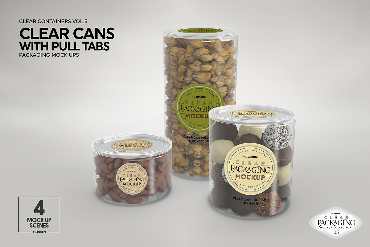 Clear Cans with Pull Tabs Mockup, a Packaging Mockup by INCDesign