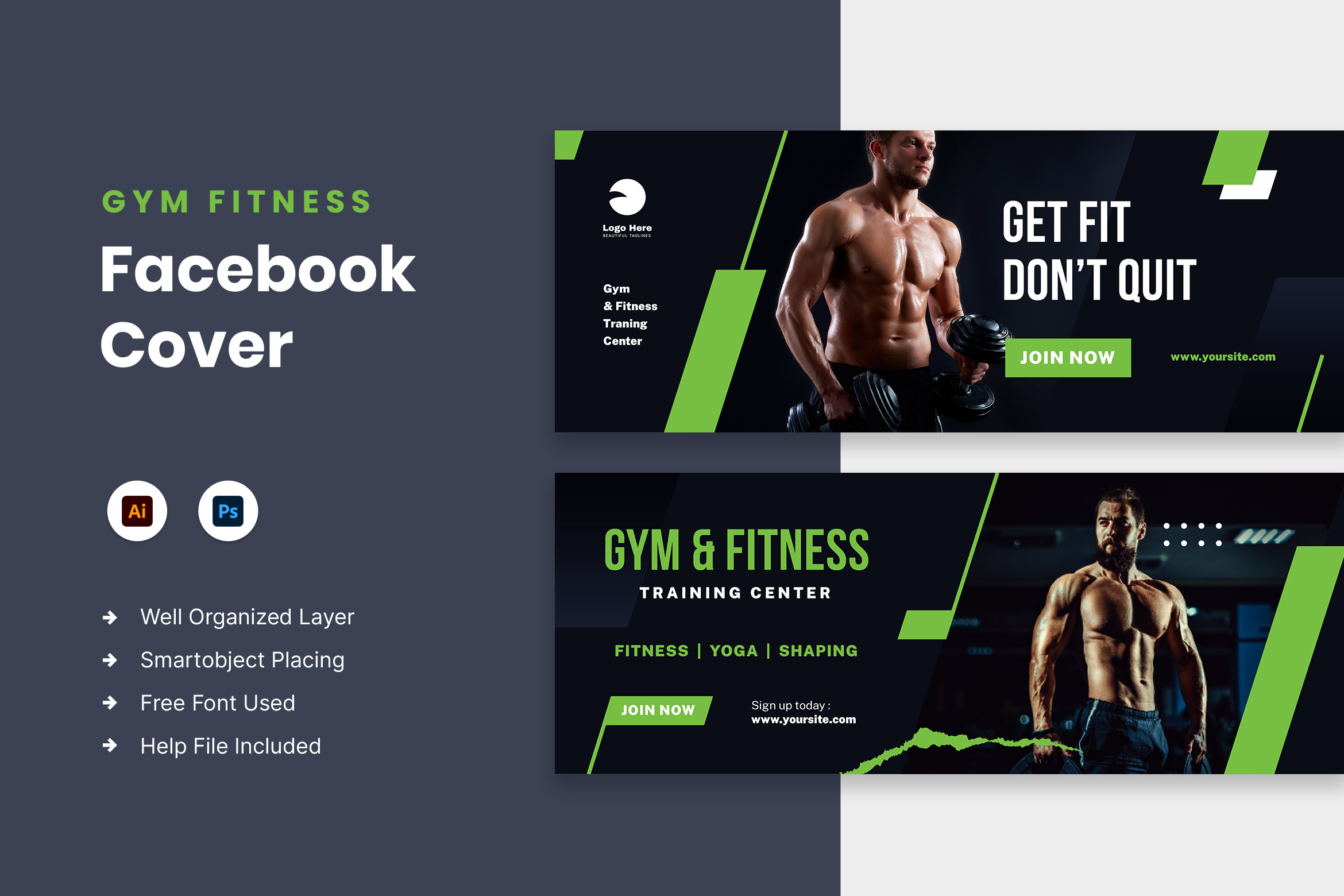 Gym Fitness Facebook Cover, a Social Media Template by Rahardi Creative ...