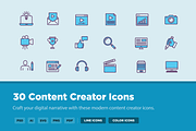 30 Content Creator Icons, an Outline Icon by Creative VIP