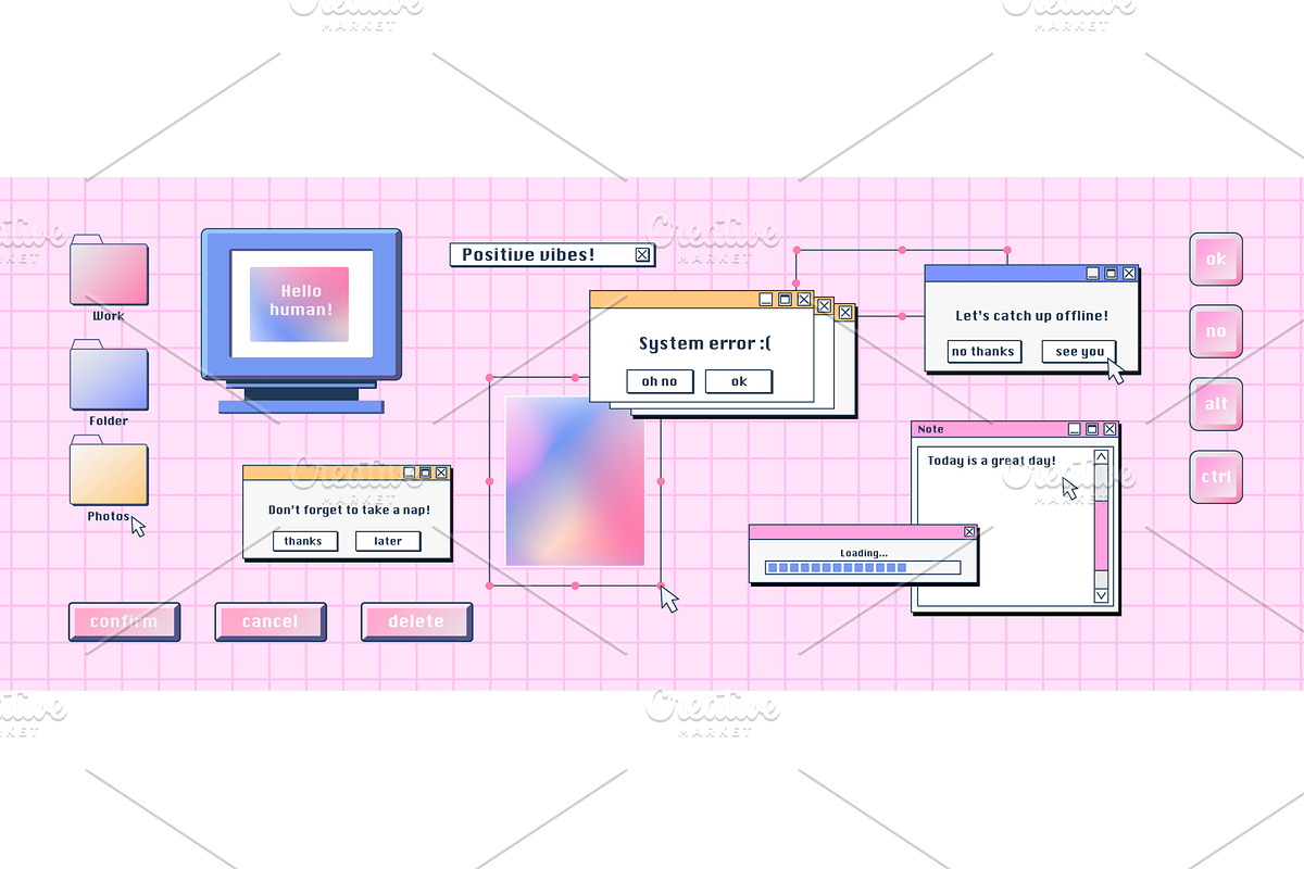 Retro computer interface, desktop pc, a Technology Illustration by art ...