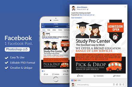 School Admission Open Facebook Post, a Social Media Template by Psd ...