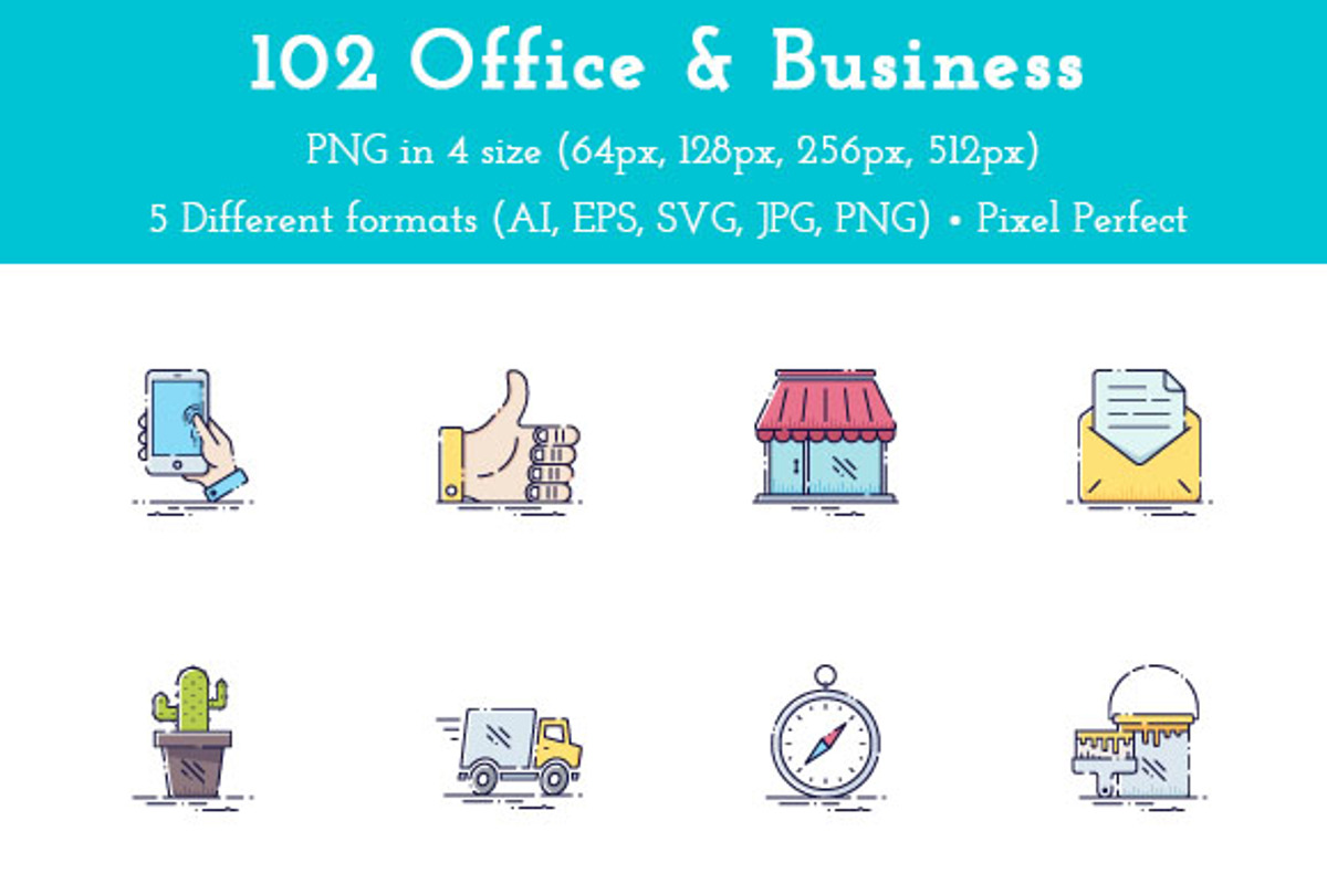 102 Office & Business Colorful Icons, an Outline Icon by ArtStyles
