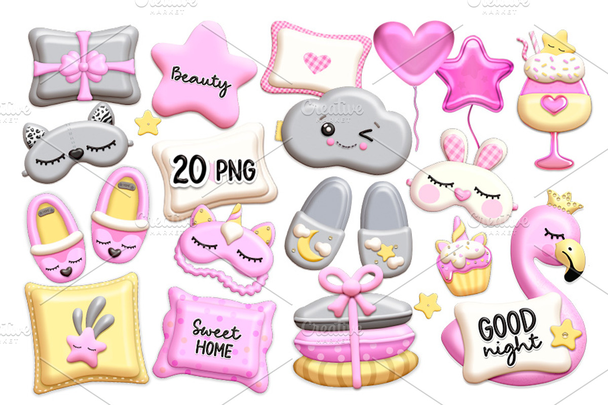 Sleepover clipart, Slumber party, an Illustration by HAPPY PUPPY SHOP