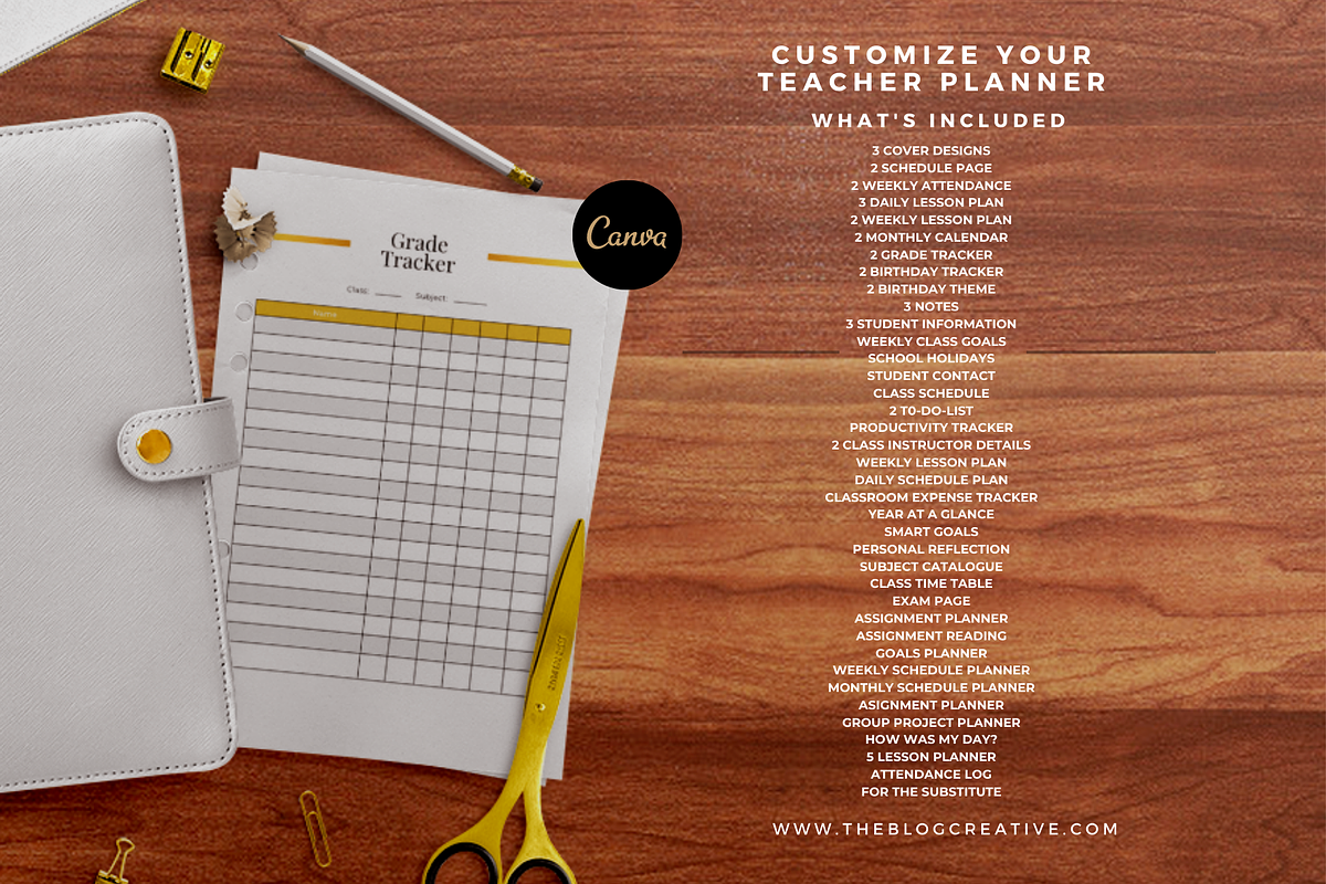 Teacher planner template, Canva, a Stationery Template by The Blog Creative
