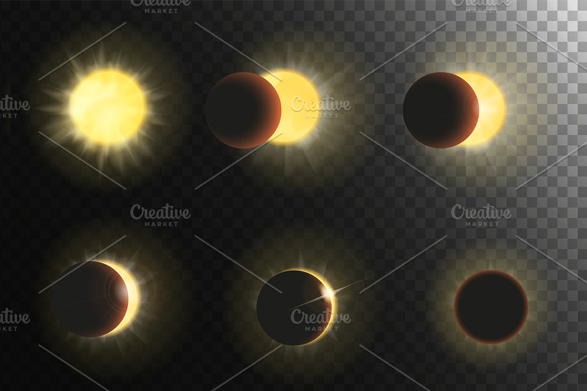 Solar & lunar eclipse phases set, a Background Graphic by Lemberg Vector