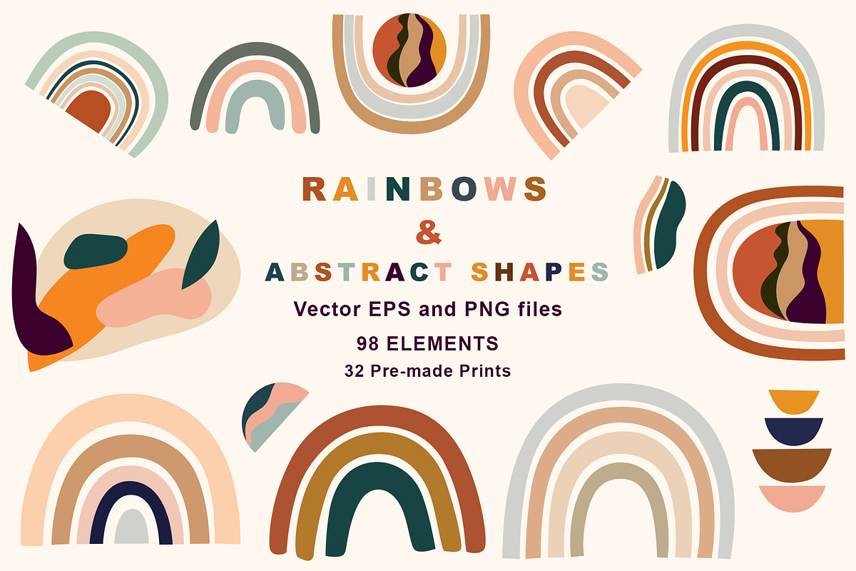 Rainbows and Abstract shapes, an Illustration by MoleskoStudio ...